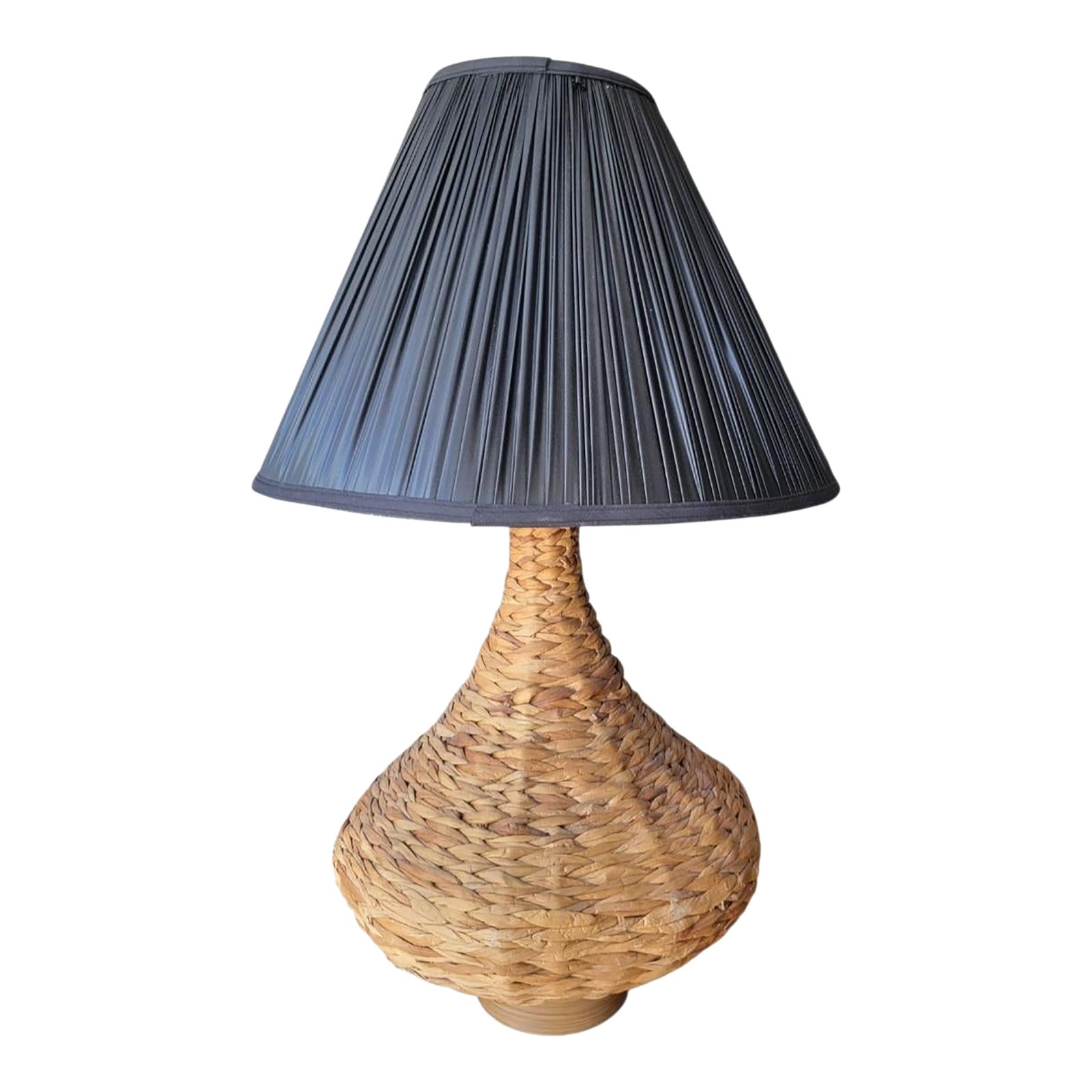 Vintage Twisted Seagrass Genie Style Coastal Regency Table Lamp W/Black ...