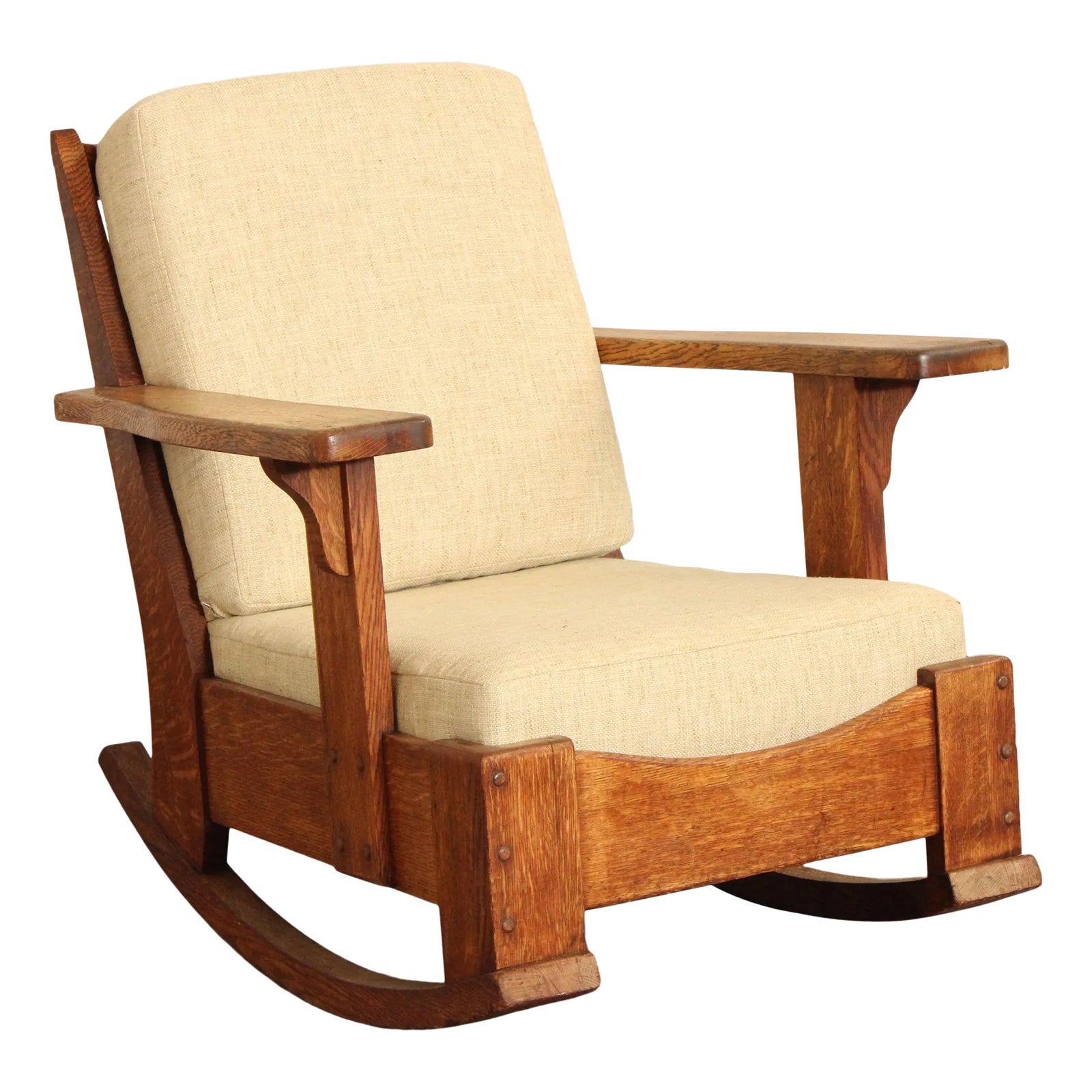 Limbert Antique Mission Oak Paddle-Arm Rocker | Chairish