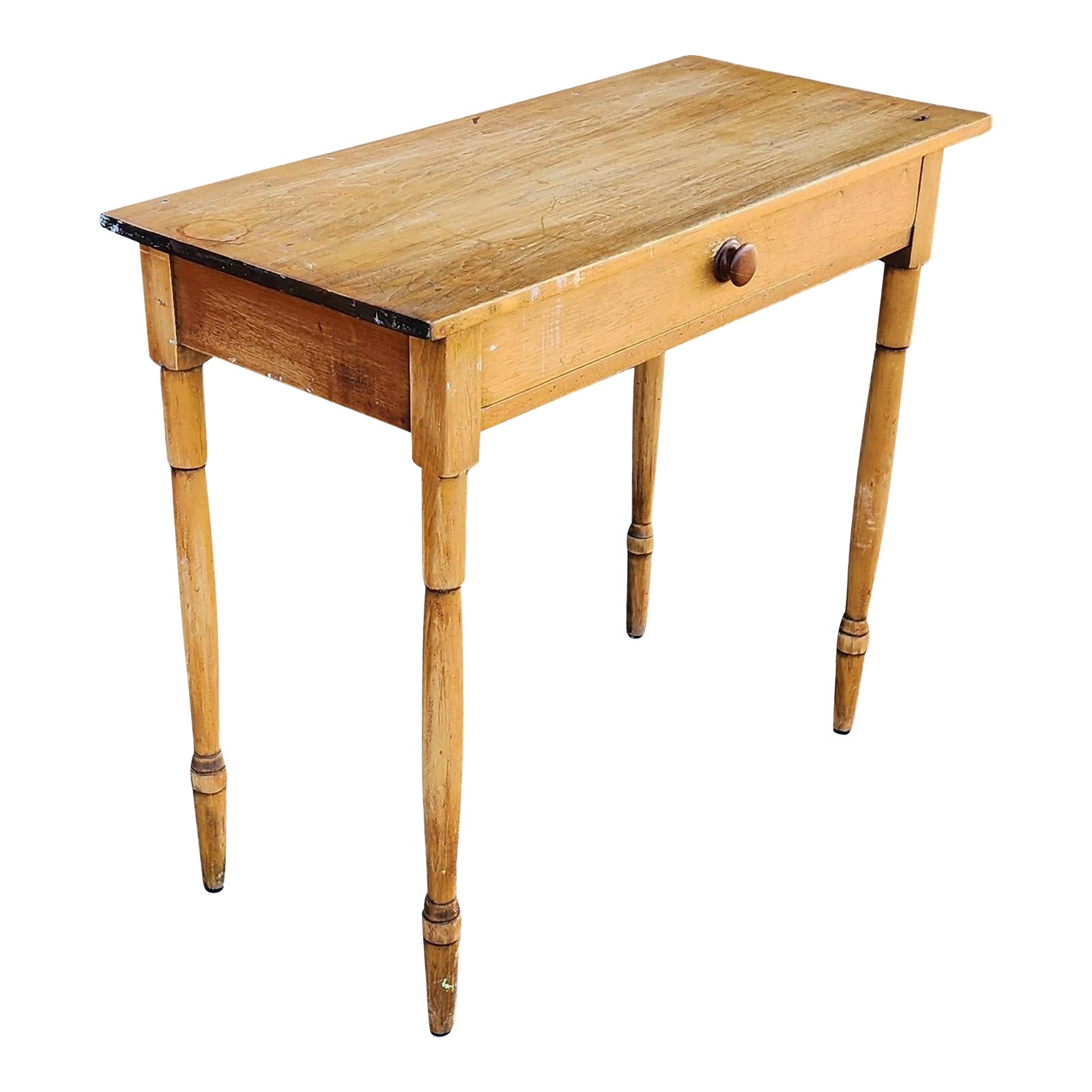 Antique American Rustic Pine Wide Single Drawer Work Table Stand C1900 ...