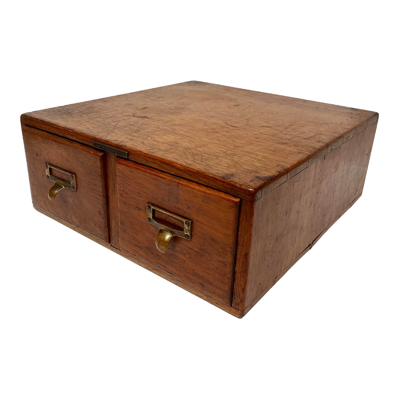 Antique Oak Two-Drawer Library Card File | Chairish
