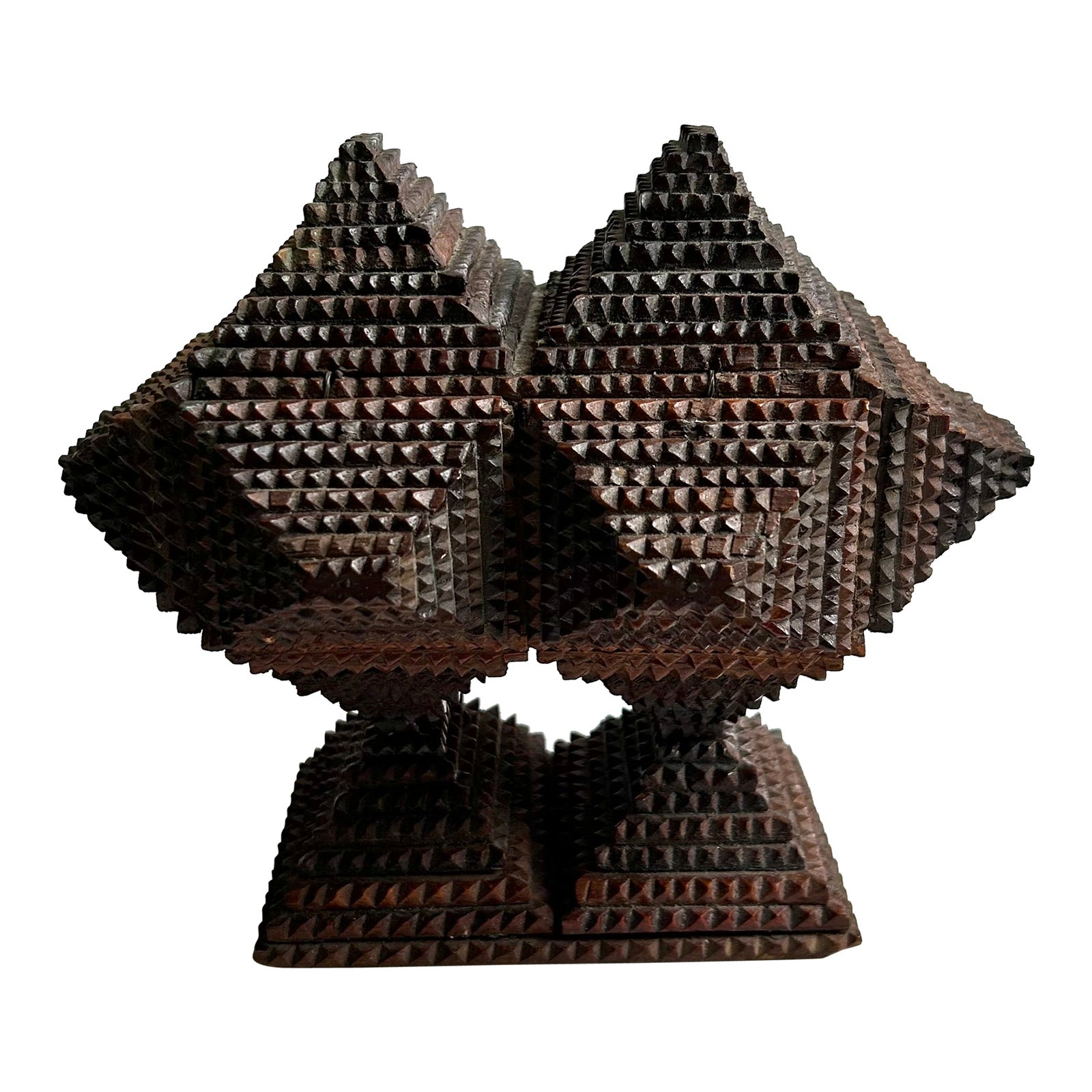 Ca1930s Carved Tramp Art Box | Chairish