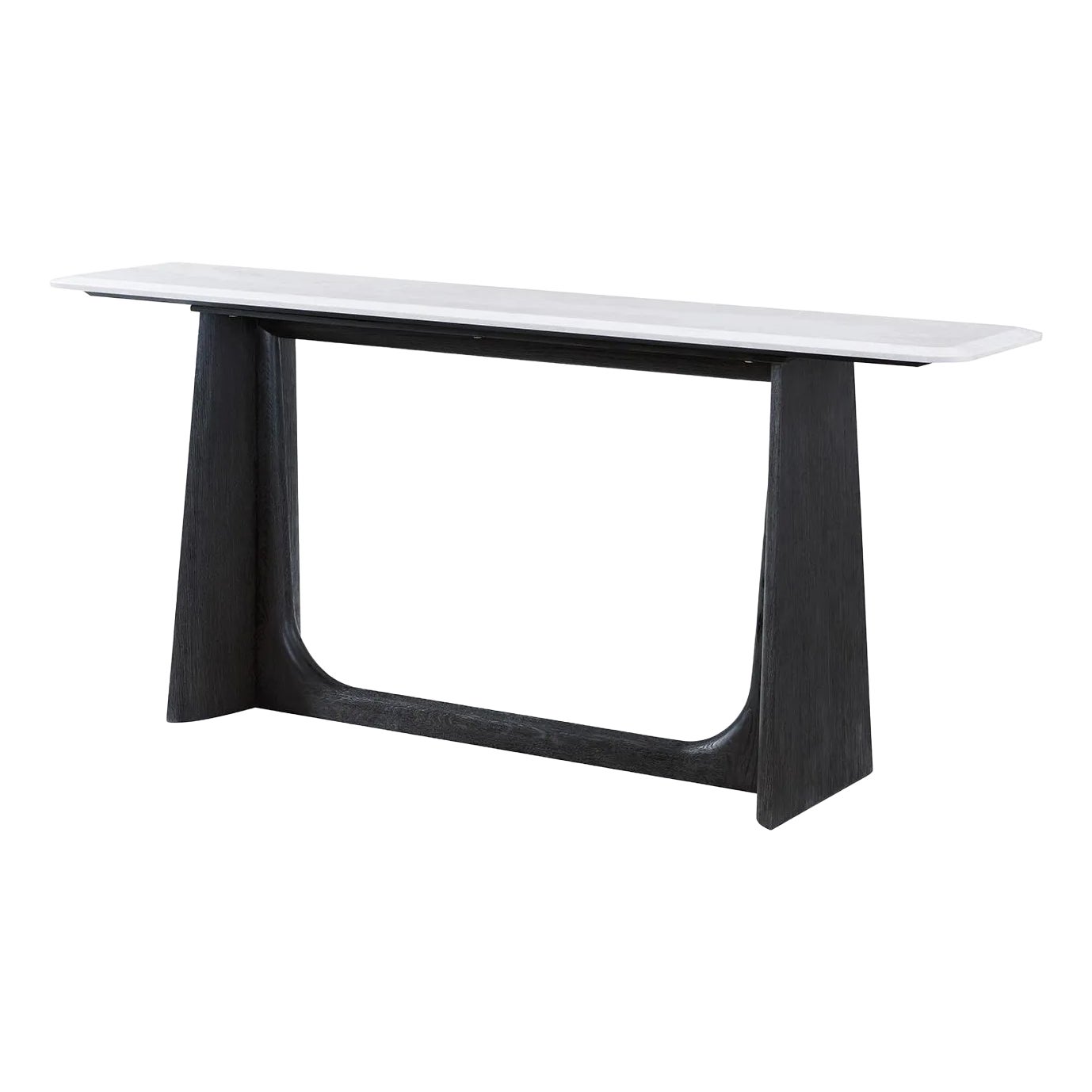 Dark Oak Modern Quartz Top Console Table | Chairish