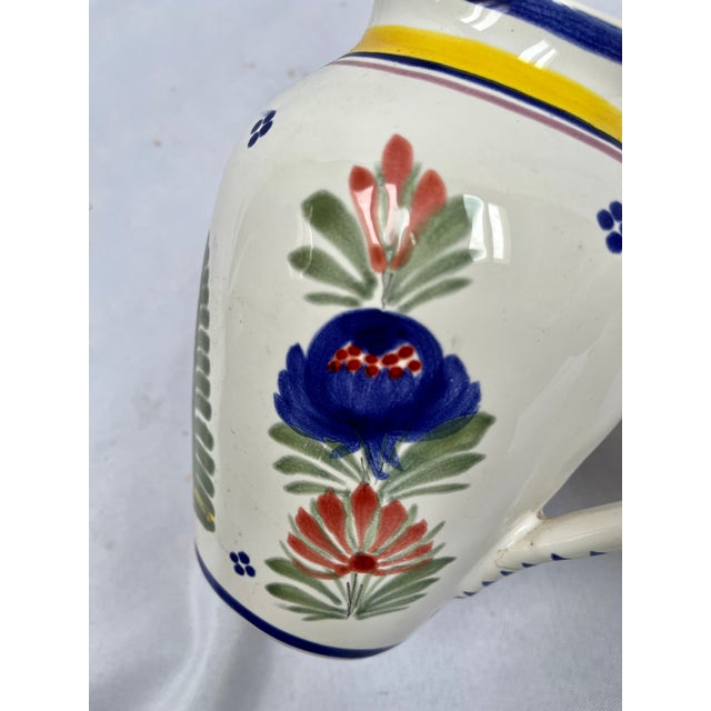 Antique French Quimper Hand Painted Pitcher | Chairish