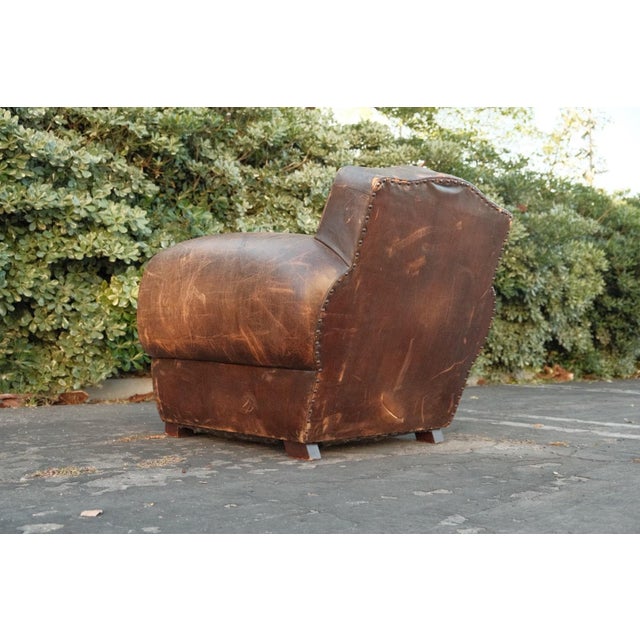 Early 20th Century Distressed Leather Cigar Chair | Chairish