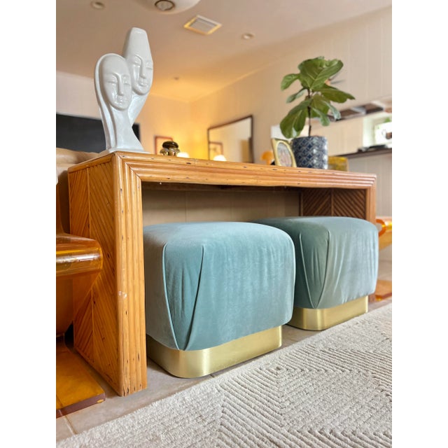 1980s Iconic Marge Carson Style Poufs Recently Recovered in a Pool Blue ...