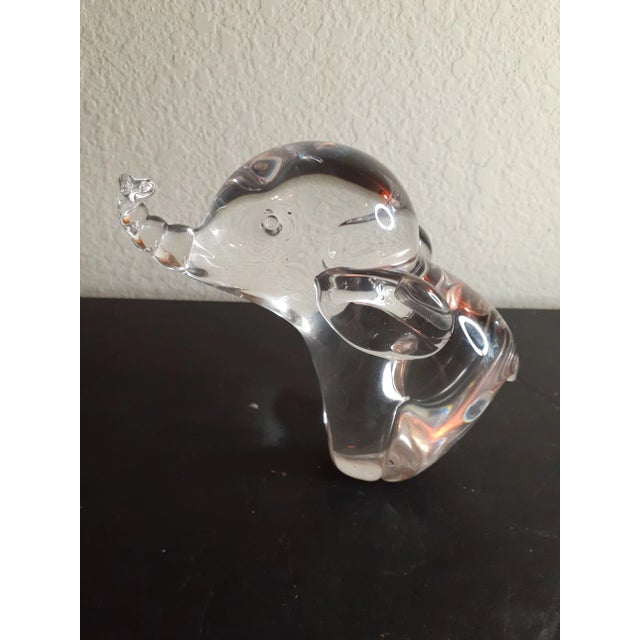 1960s Artist Signed Clear Art Glass Trunk Up Elephant Figurine Chairish