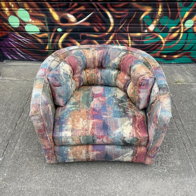 Large Barrel Lounge Chair on Casters Style of Milo Baughman | Chairish