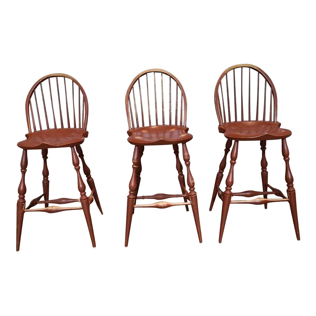 Benchmade Bow Back Windsor Bar Stools Counter Stools Chairs - Set of 3 ...