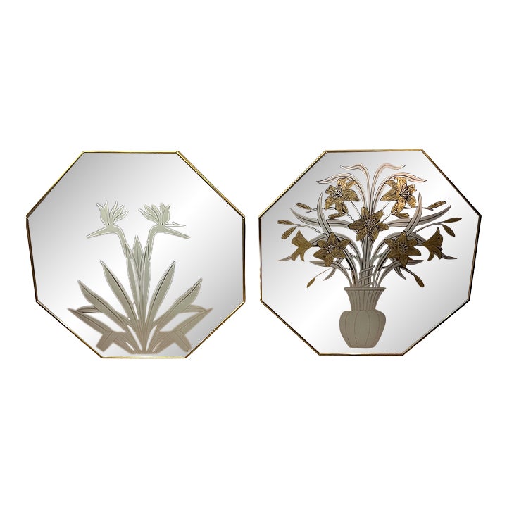 Windsor Art 1980's Etched Glass Mirrors Robert Slimbach Palm Beach ...
