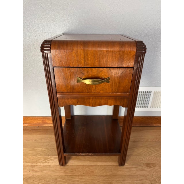1930s Art Deco Walnut Nightstand With Brass & Lucite Pull – Harmony ...