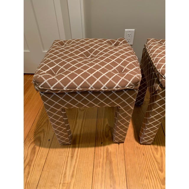 1960s Vintage Upholstered Parsons Stools - a Pair | Chairish
