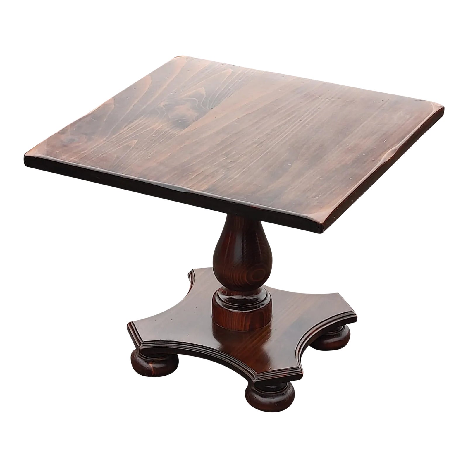 1960s Ethan Allen Pine Square Pedestal Side Table | Chairish