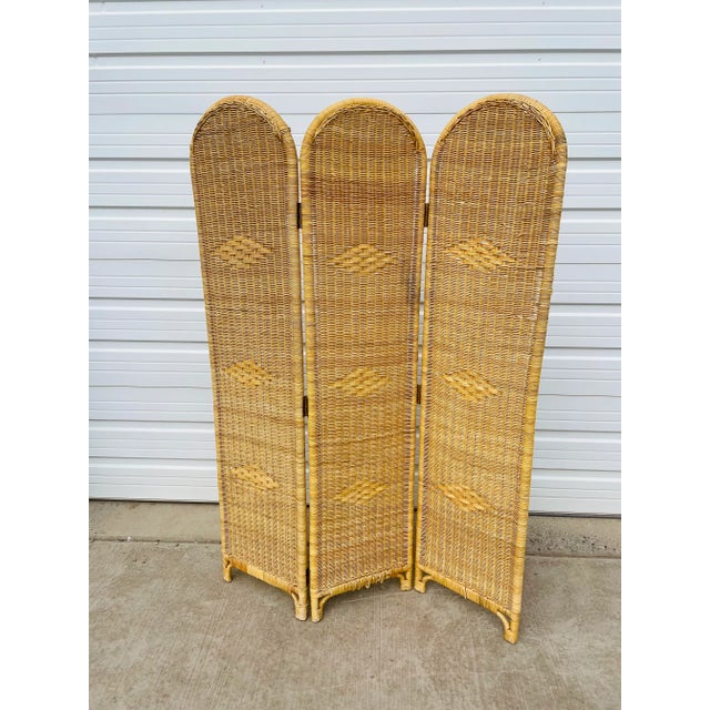 Vintage Mid 20th Century Filipino Rattan Room Divider Screen | Chairish