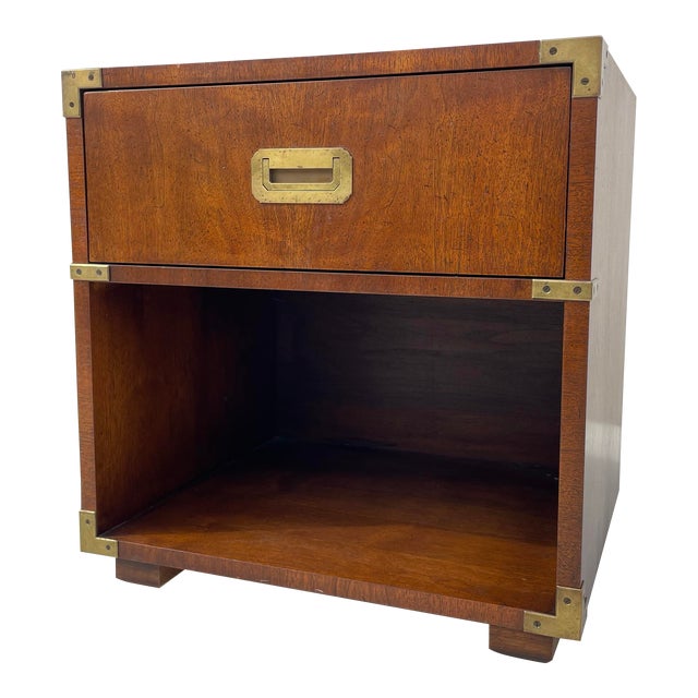 Vintage Henredon Campaign Nightstand | Chairish