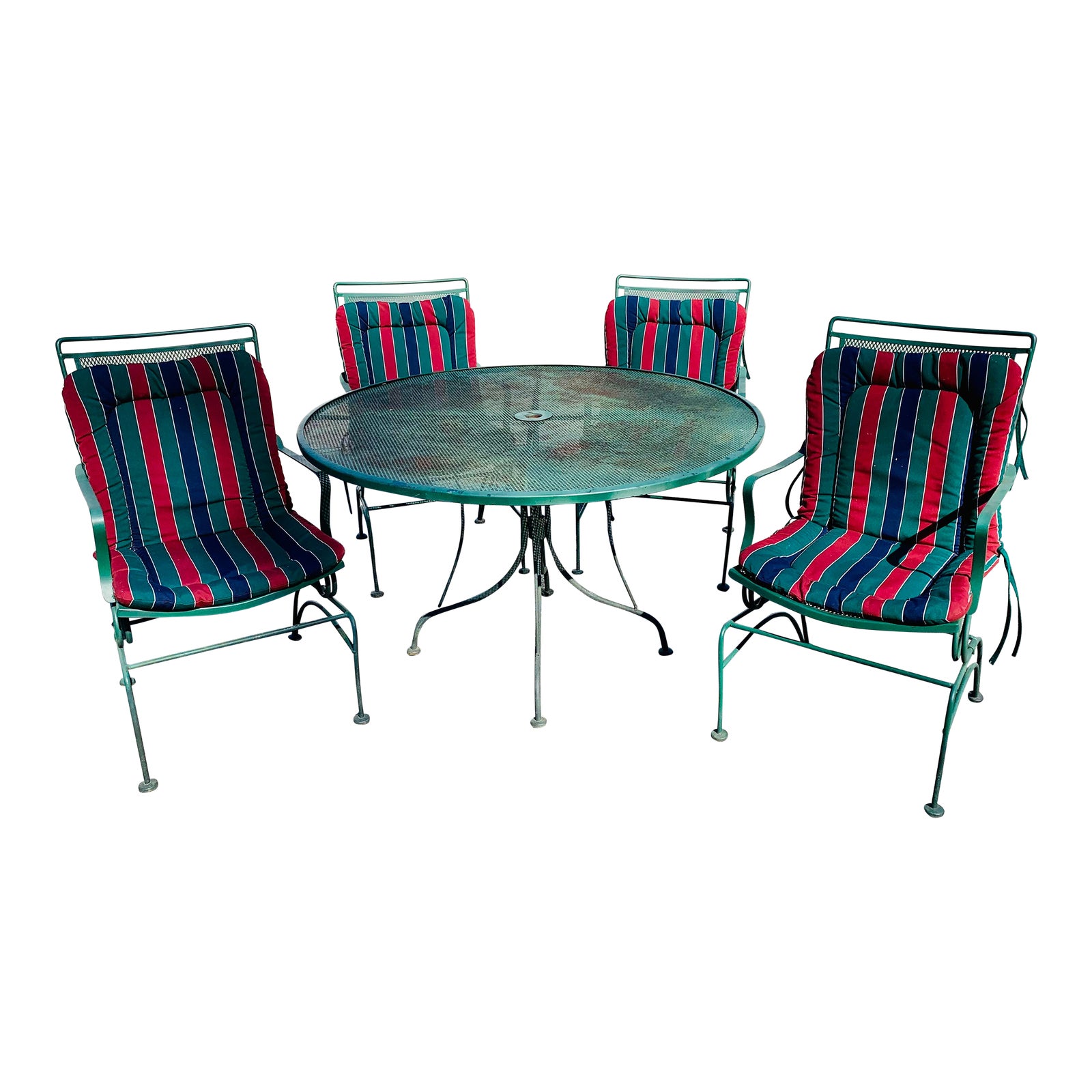Vintage Wrought Iron MCM Patio Furniture Dining Set | Chairish