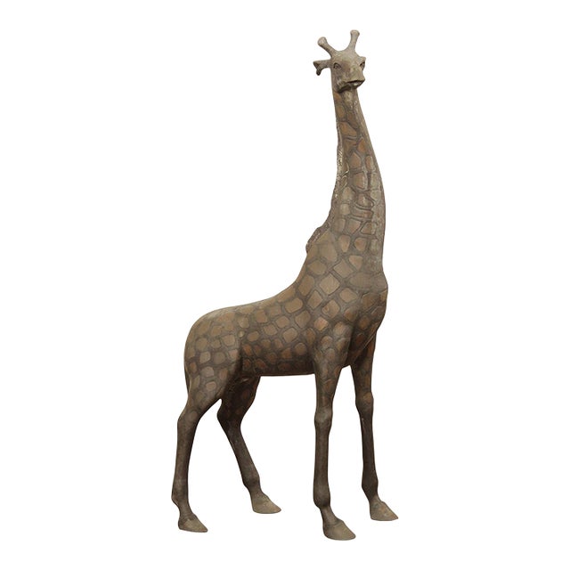 Patinated Bronze Vintage 5' Giraffe Sculpture | Chairish