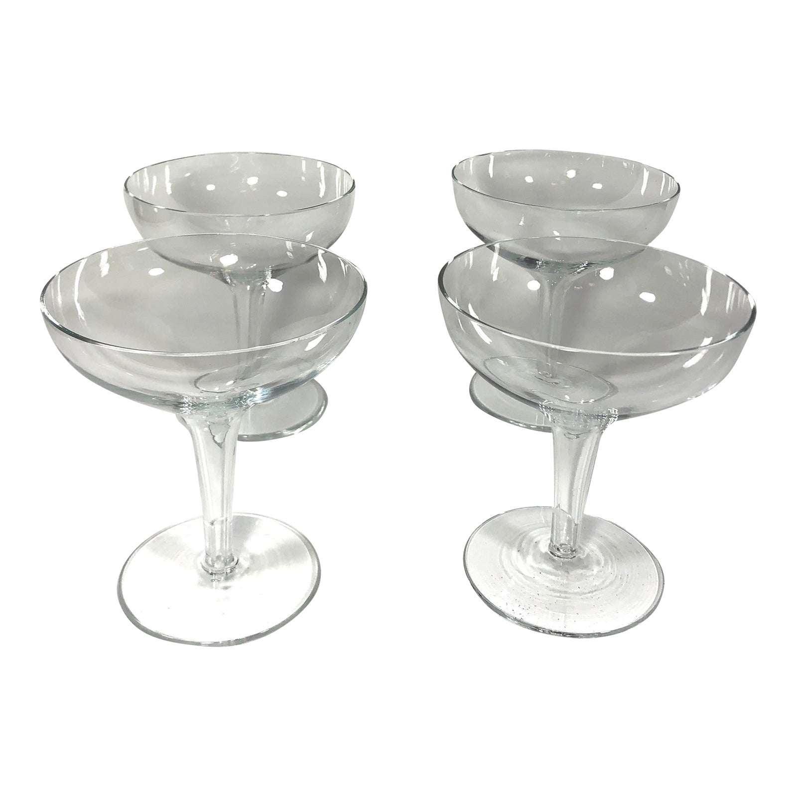 Mid Century Modern Hollow Stem Champagne Coupes Set Of 4 Chairish