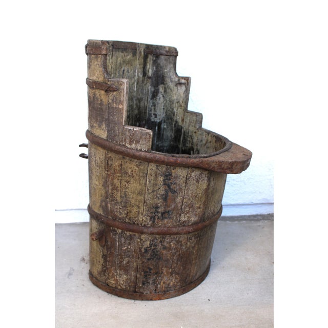 Chinese Water Bucket Elm Wood/Forged Iron/Antique Early 20th Century ...
