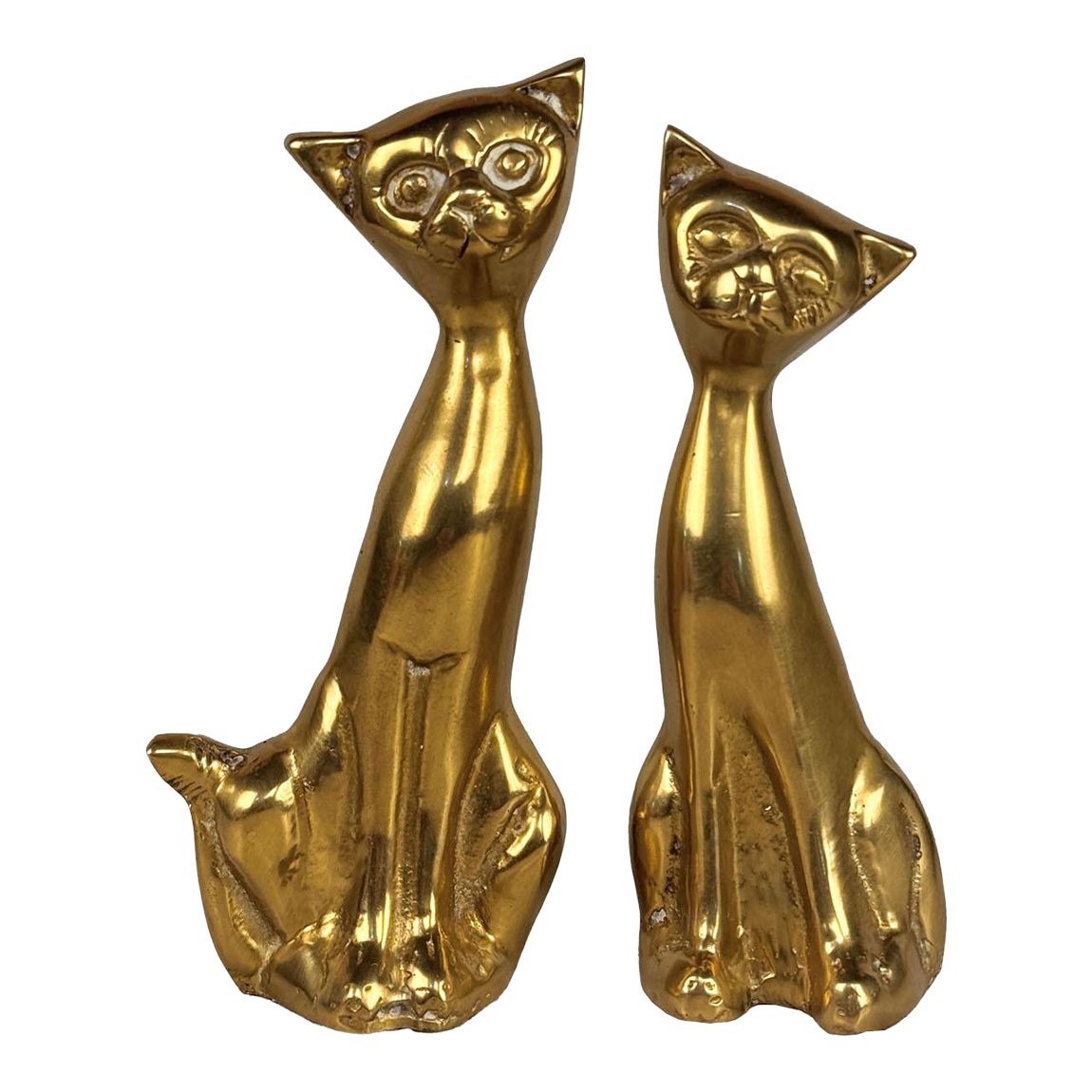 Mid-Century Brass Siamese Cat Sculpture - A Pair | Chairish