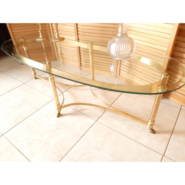1970s Vintage Hollywood Regency Brass Oval Coffee Table | Chairish