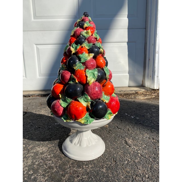 Mid 20th Century Italian Ceramic Fruit Topiary | Chairish