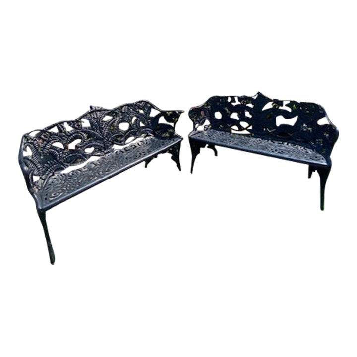 Antique Garden Iron Fern Benches - Set of 2 | Chairish