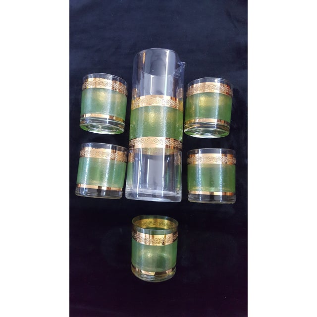 Mid-Century Modern Starlyte Barware Set in Green With 22k Gold Trim ...