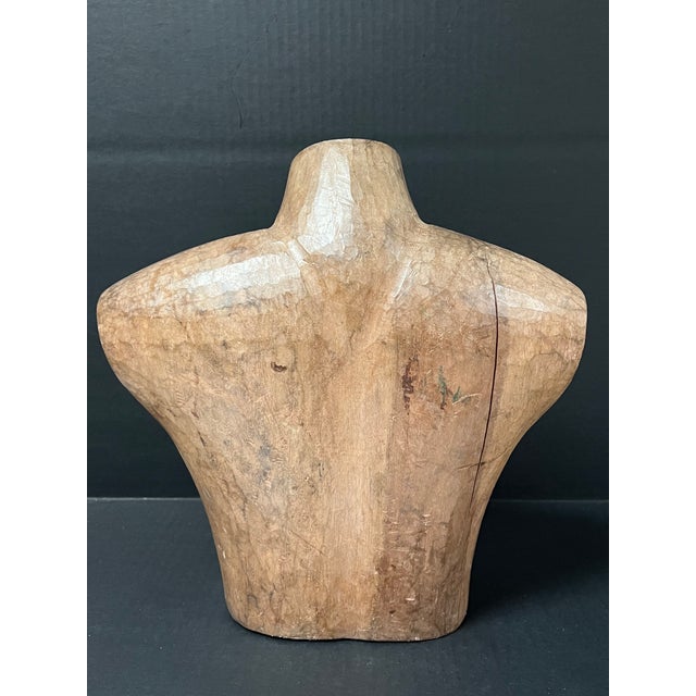 Mid 20th Century Carved Solid Wooden Female Torso Sculpture | Chairish