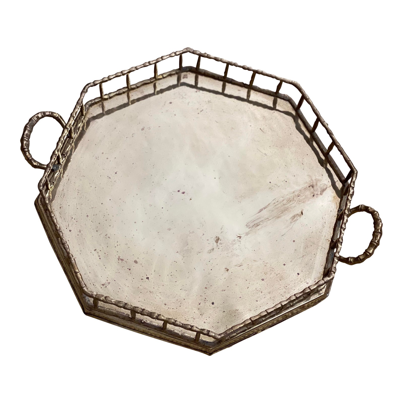 Vintage Octagon Brass Bamboo Tray | Chairish