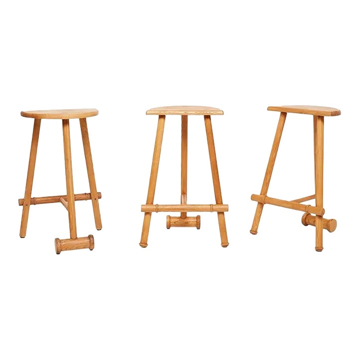 Modern Set of Three Bar Stools | Chairish