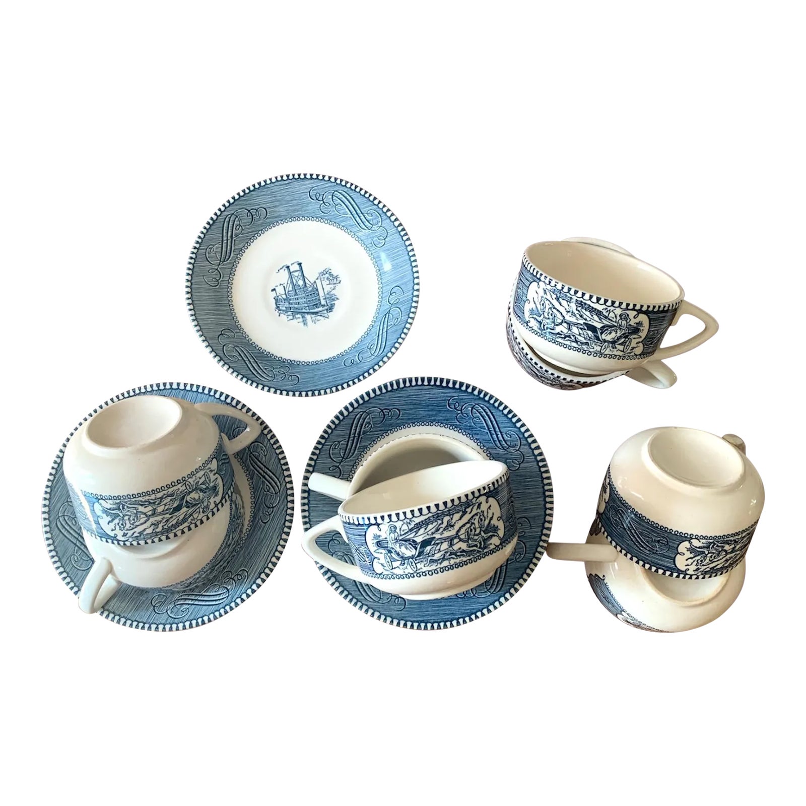 1960s Americana Tea Cups and Saucers Set- 12 Pieces | Chairish