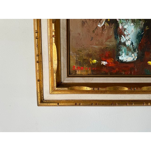 1970s Vintage Edward Barton Impressionist Floral Still Life Painting ...