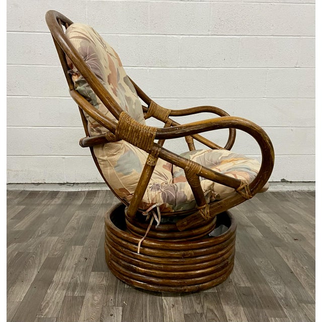 Vintage Paul Frankl Style Boho Rattan Egg Clam Swivel Chair by Fort ...