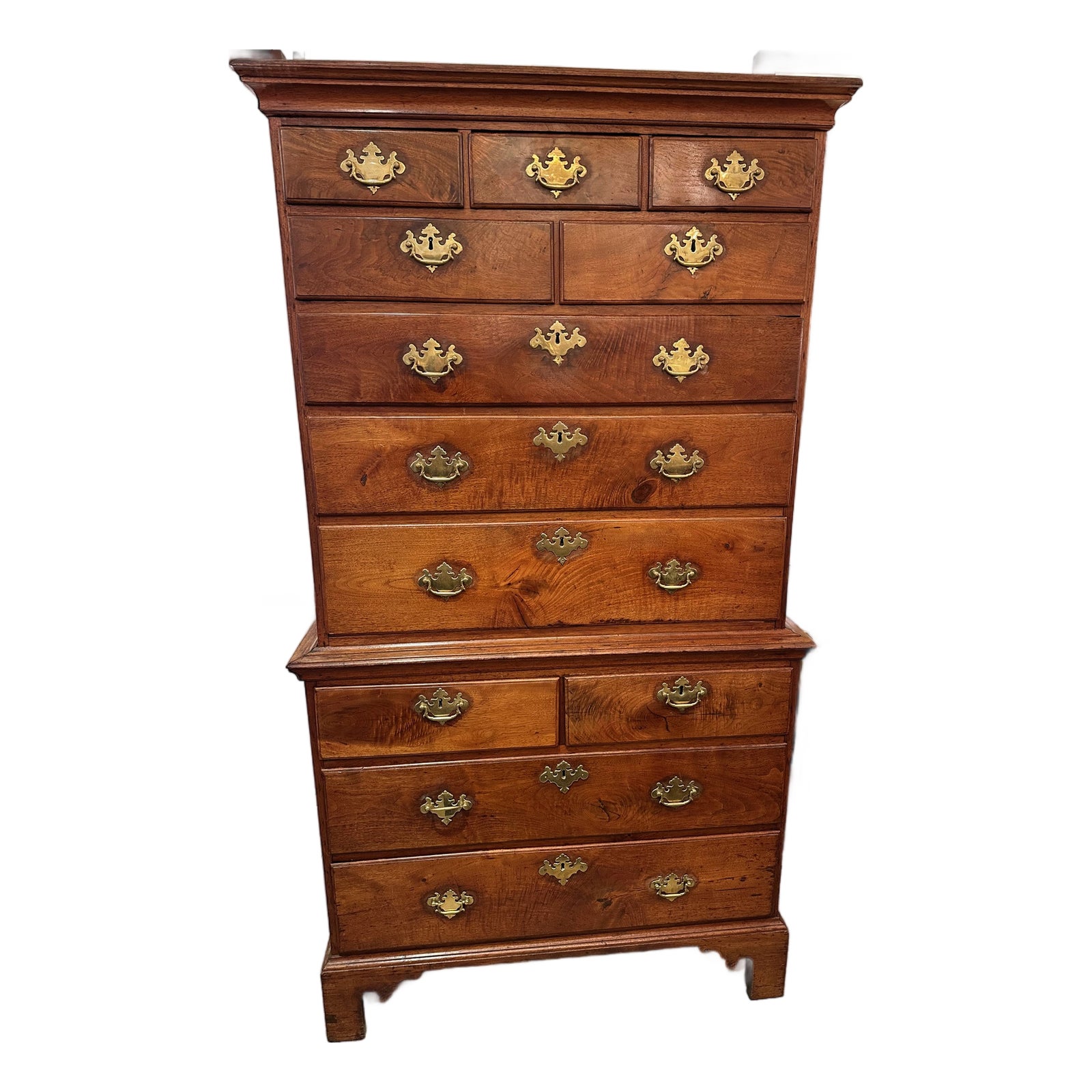 18th Century American Walnut Chippendale Style Chest on Chest | Chairish