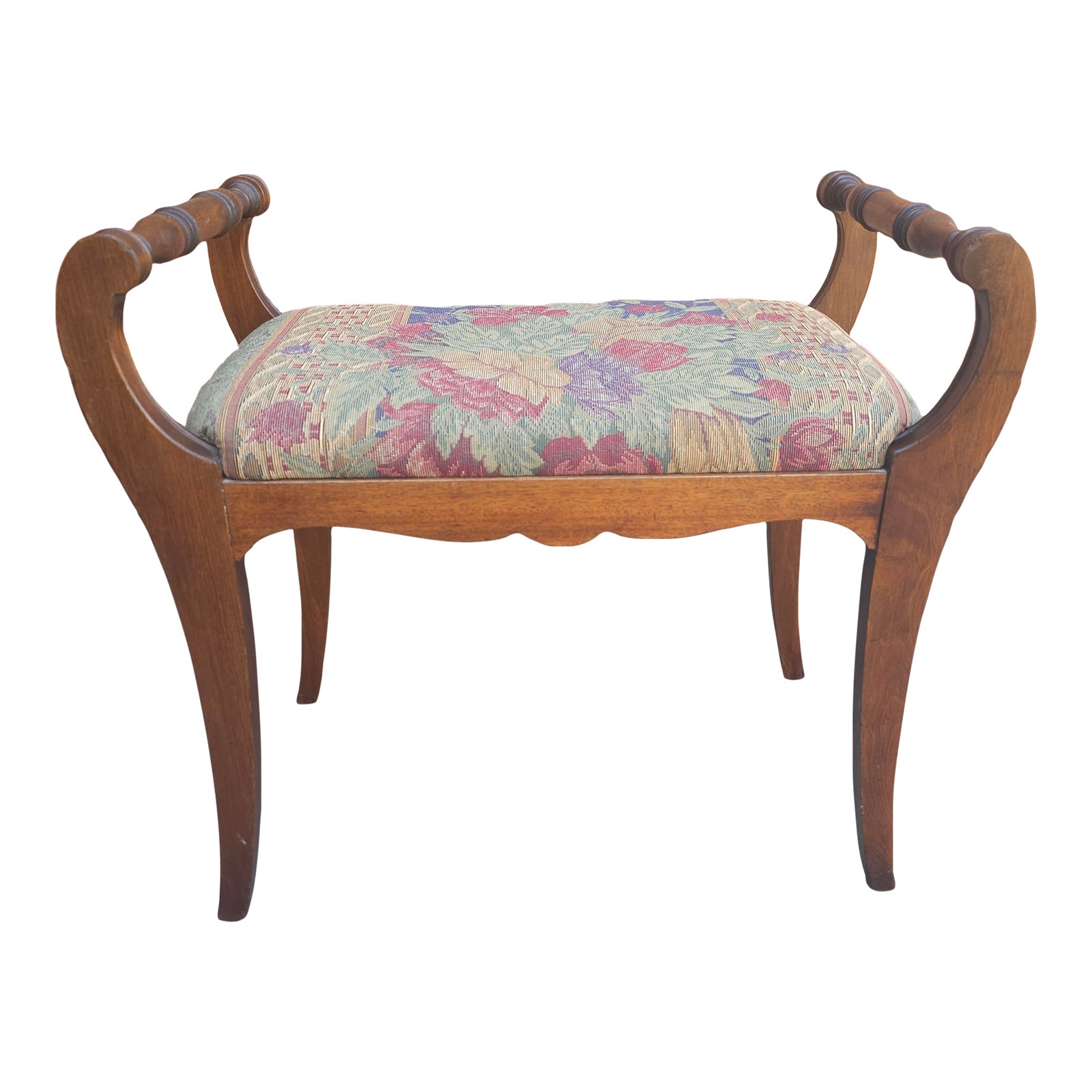Victorian Mahogany and Tapestry Upholstered Bench | Chairish
