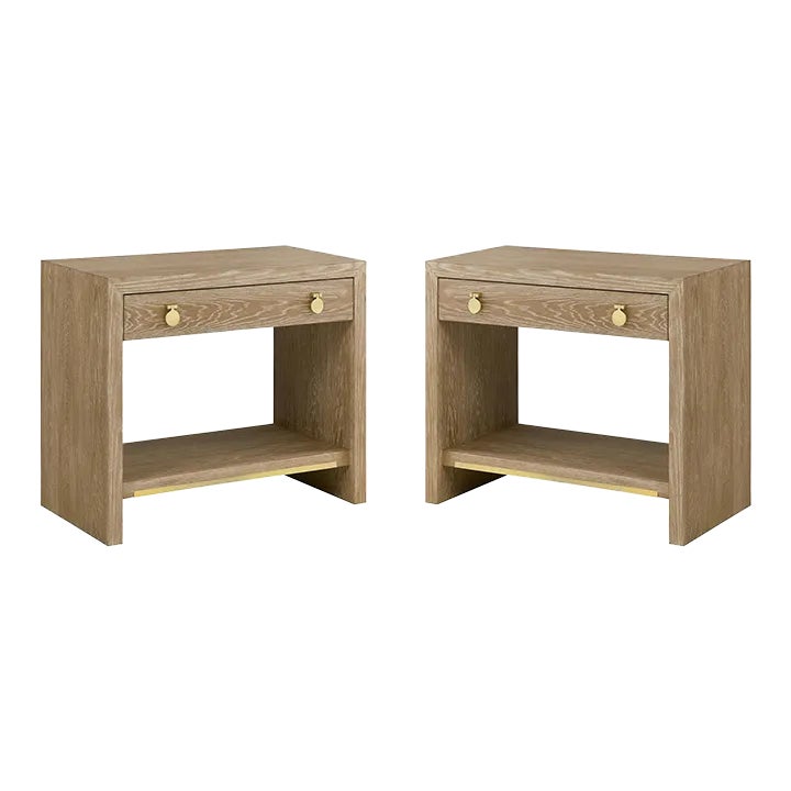 Pair of Light Oak Modern Nightstands | Chairish