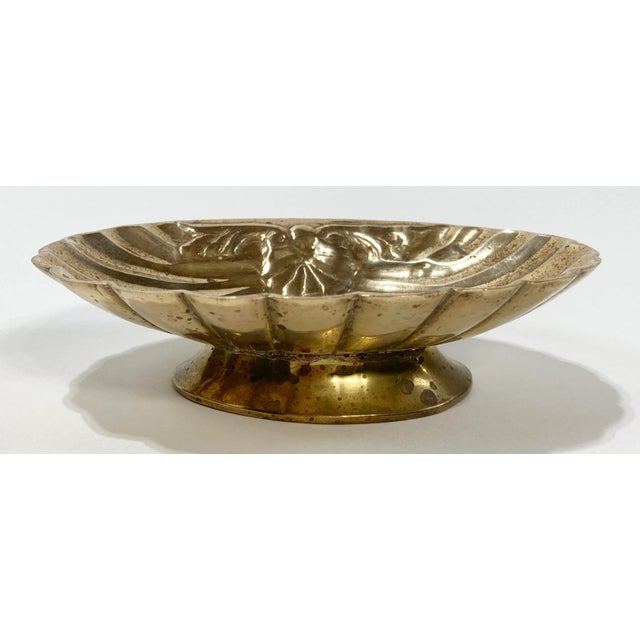 Vintage Brass Shell Motif Pedestal Dish | Chairish