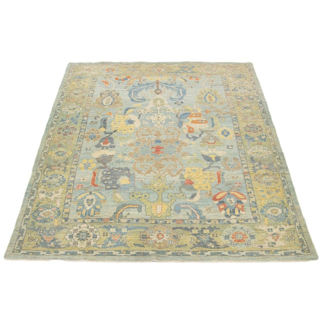 9 X 12 Apadana's Contemporary Designed Sultanabad Wool Rug in Blue and ...