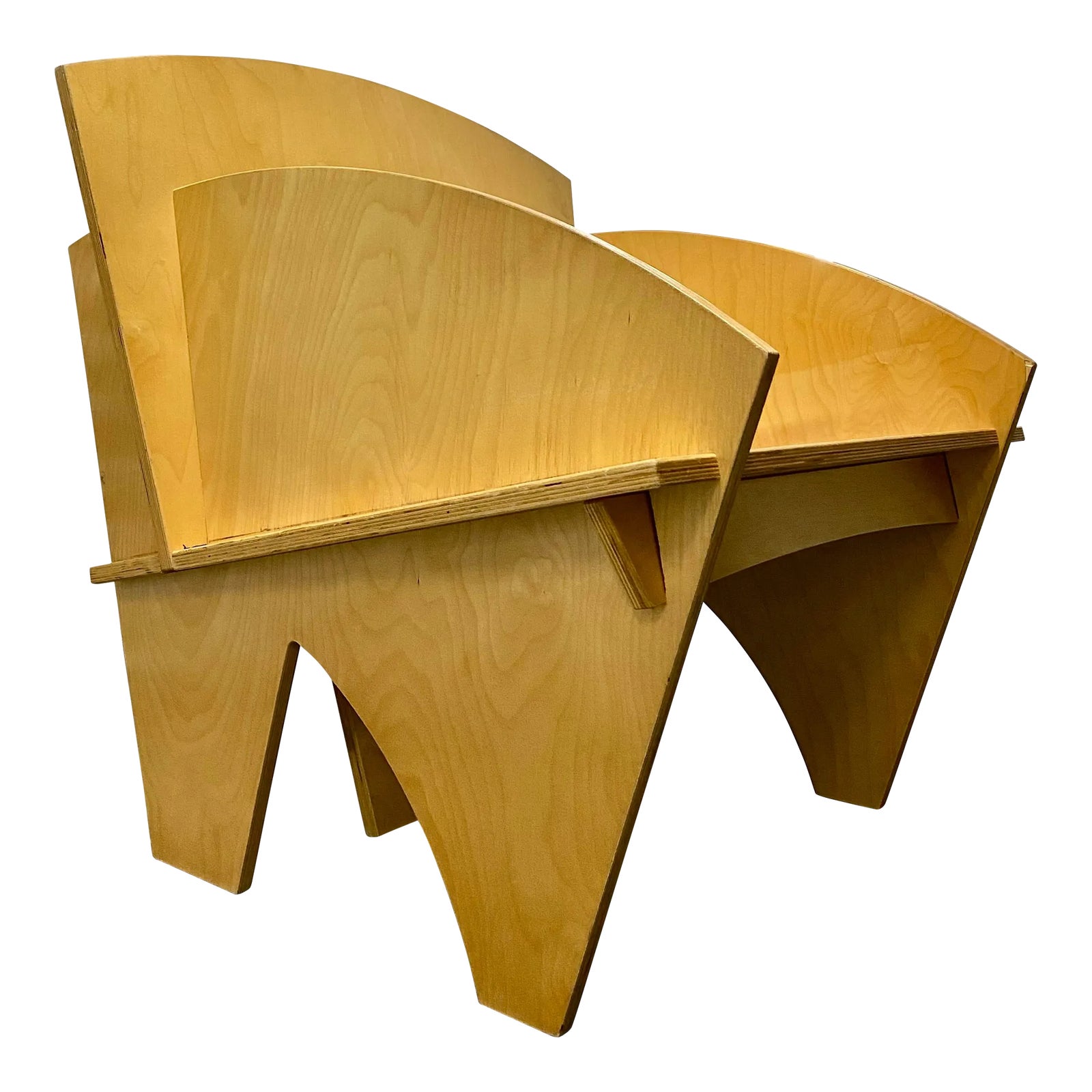Sculptural Minimalist Contemporary Plywood Puzzle Chair | Chairish