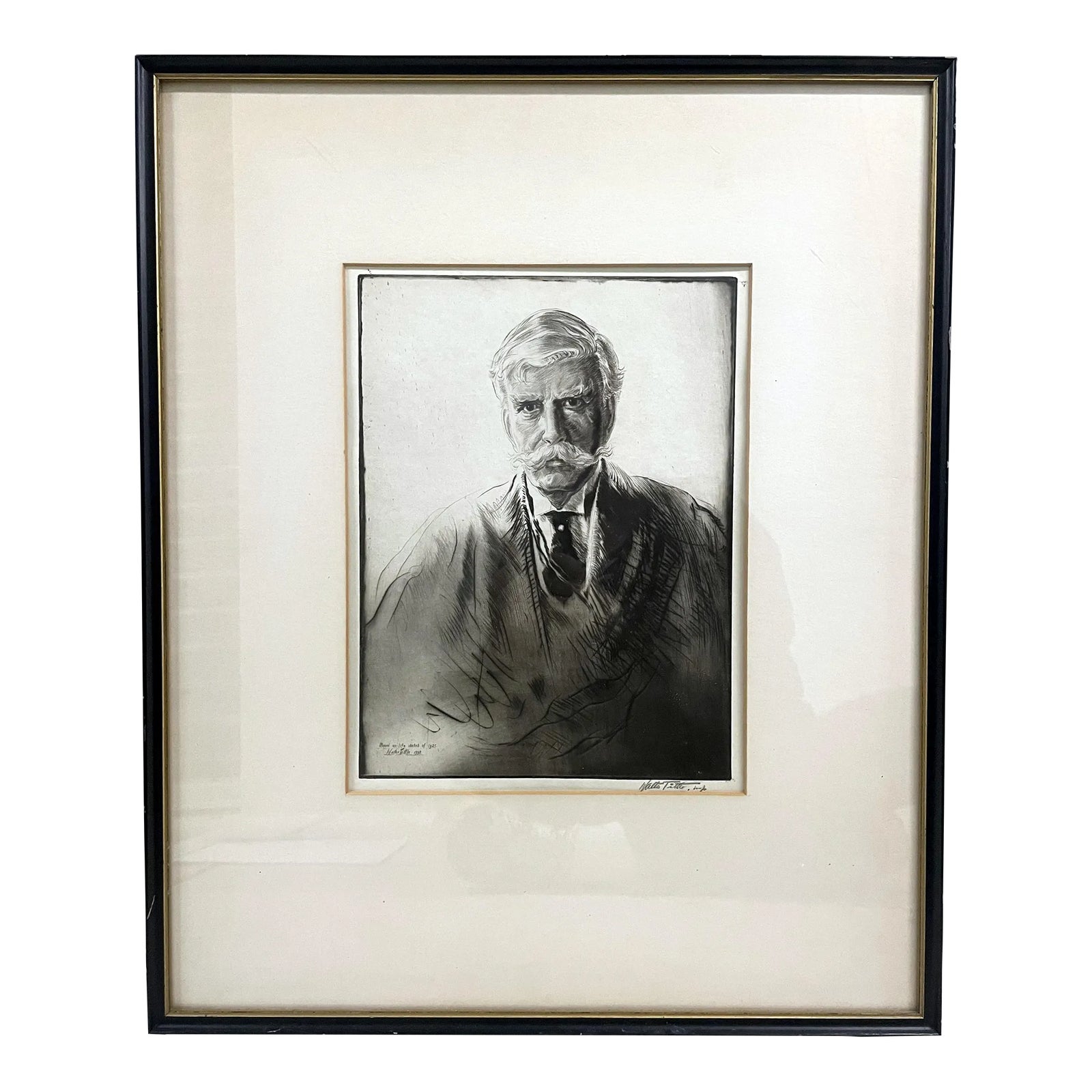 Mid 20th Century Walter Tittle Portrait Engraving, Framed | Chairish