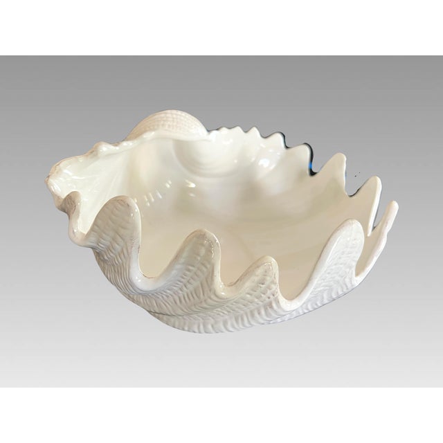 Large White Porcelain Coastal Sea Shell (Giant Clam Shell Bowl/Vide ...