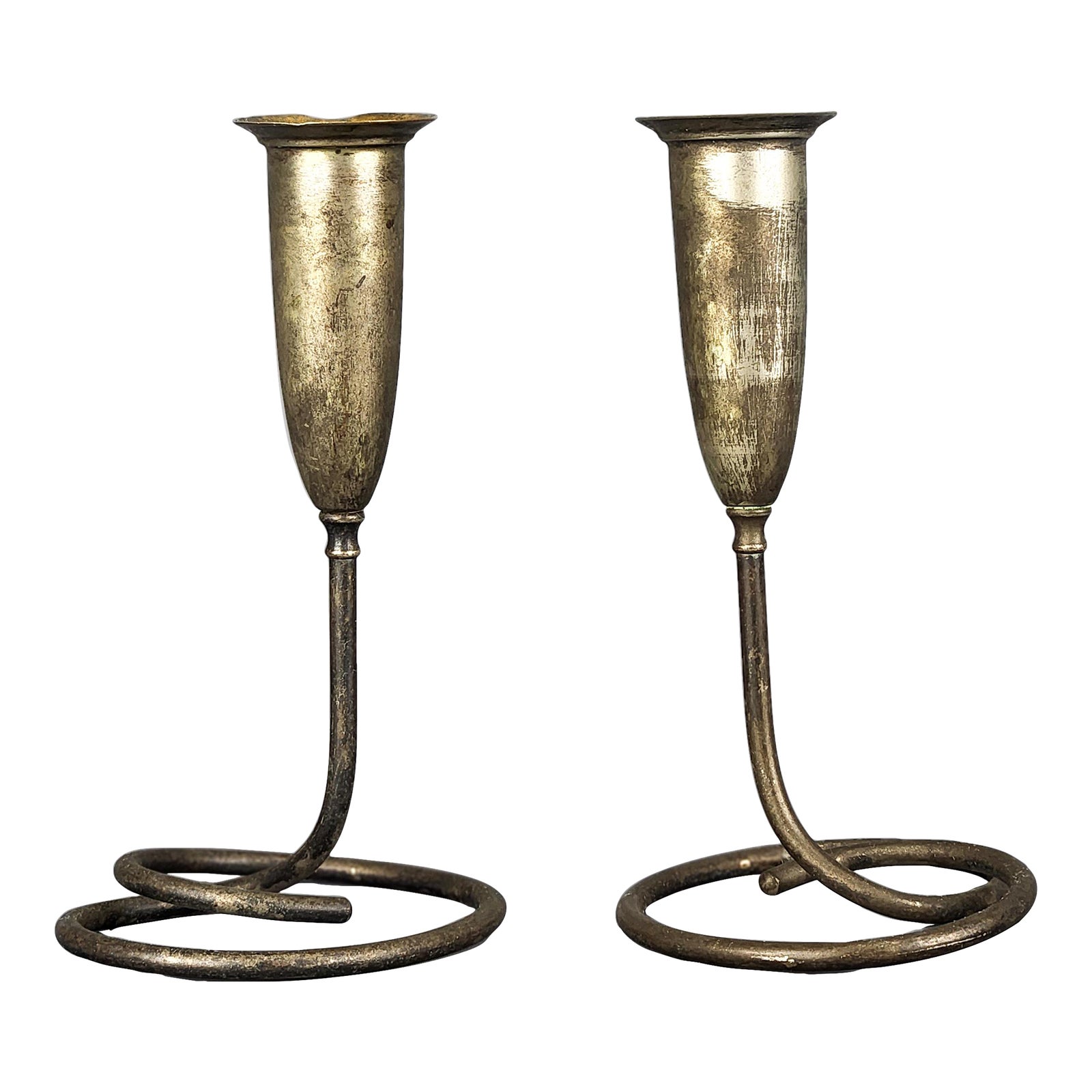 Mid 20th Century Art Deco Silver Plated Napier Taper Candlesticks Set ...