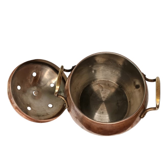 Vintage Copper Pot With Vented Lid Brass Handles Potpourri Simmering ...