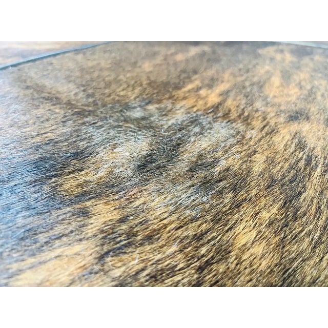 French Provincial Style Cowhide Leather Fringe Cocktail Ottoman Bench ...