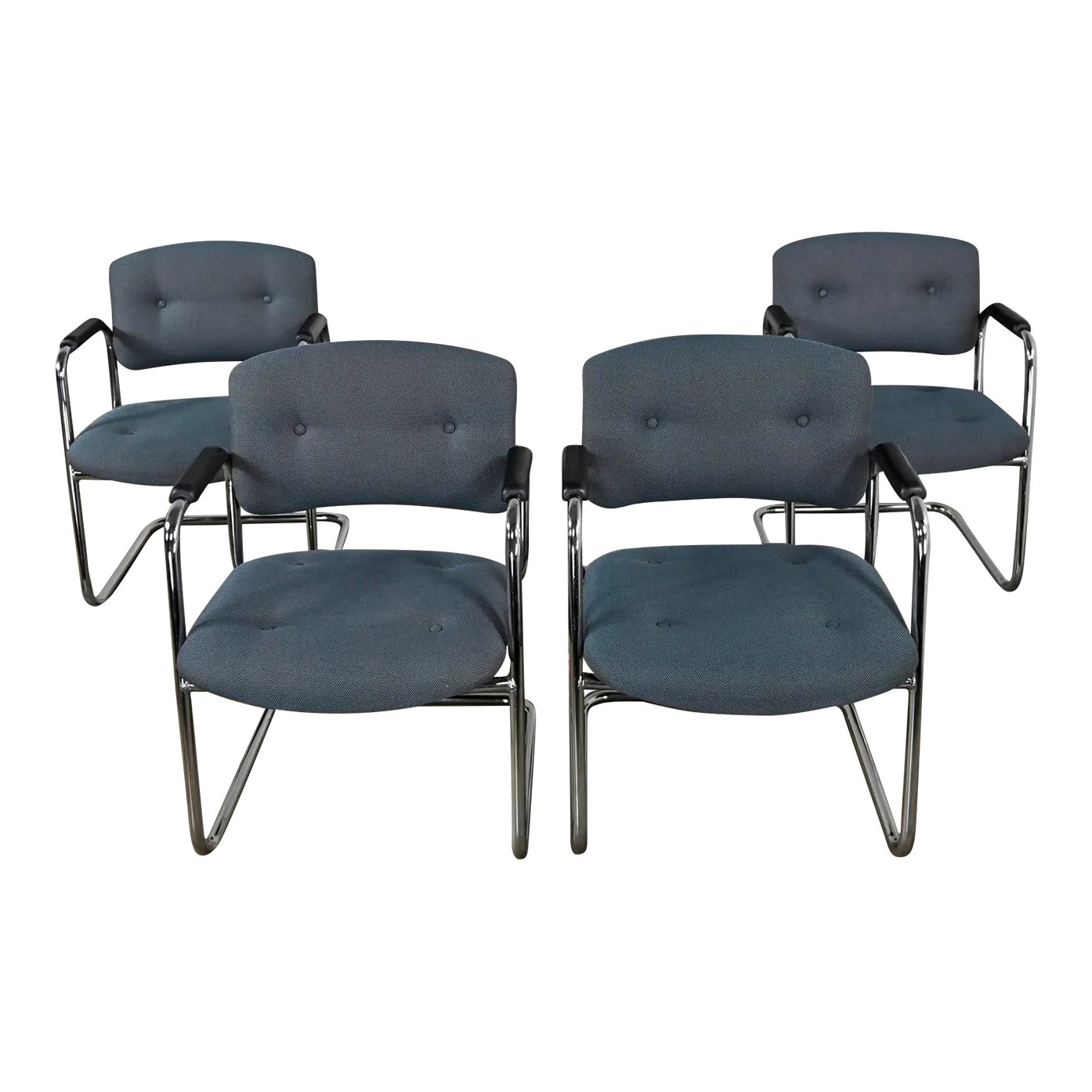 Late 20th Century Gray & Chrome Cantilever Chairs by United Chair Co ...