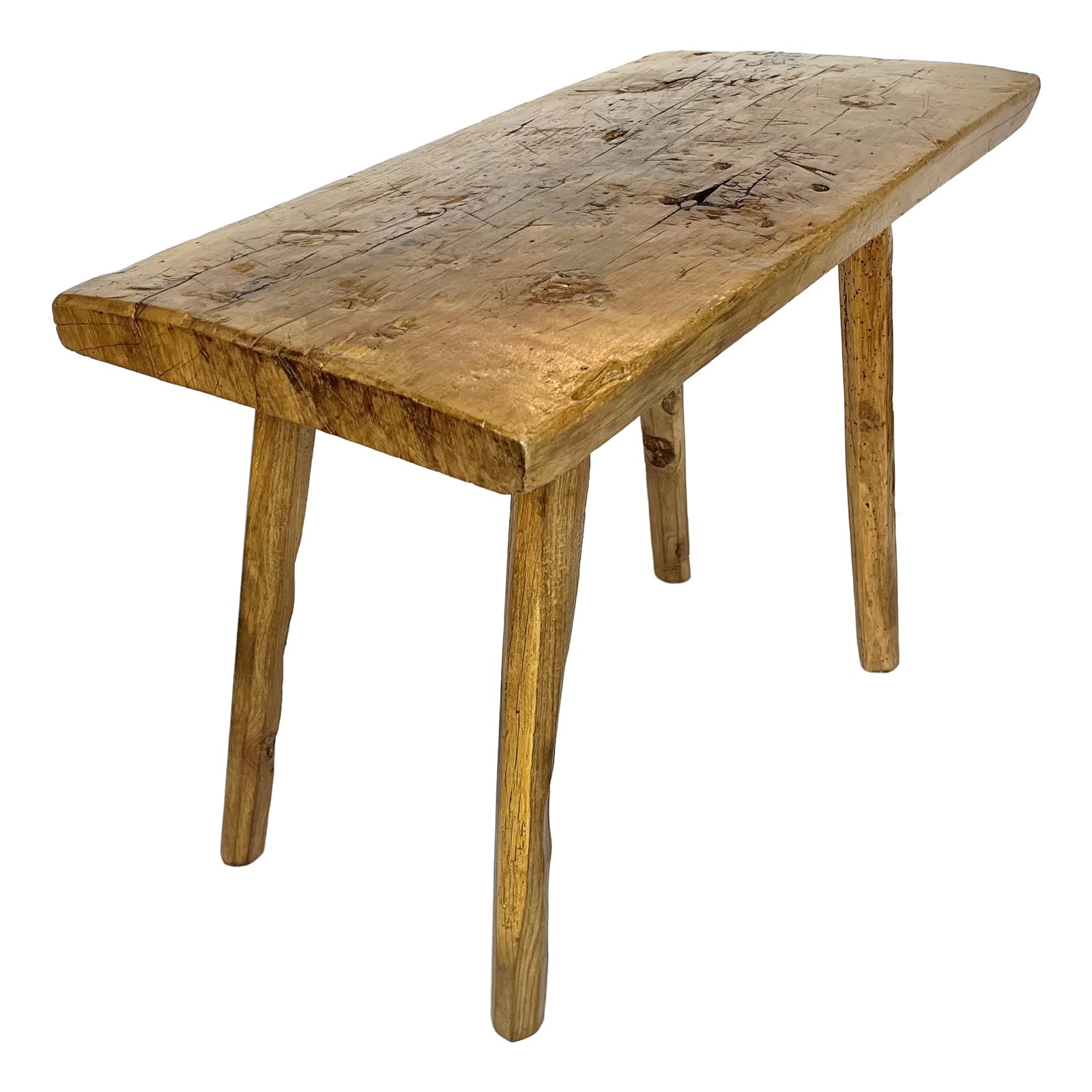 Antique Handcrafted Splay Leg Bench/Side Table | Chairish