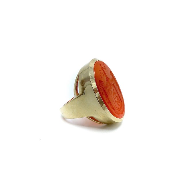 14k Gold Carnelian Justice Intaglio Signet Ring Size 7.5 | Chairish