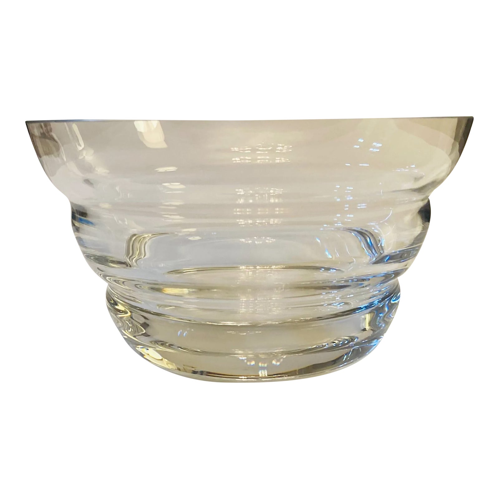 1990s Modern Crystal Bowl Graduated in Size Horizontal Bands | Chairish