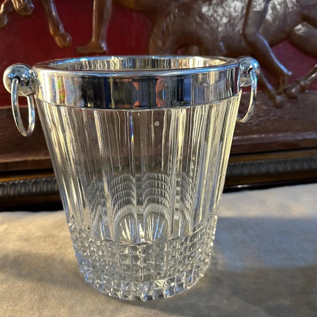 A Pair of 1950s Modernist Crystal and Silver Plate French Wine Coolers ...