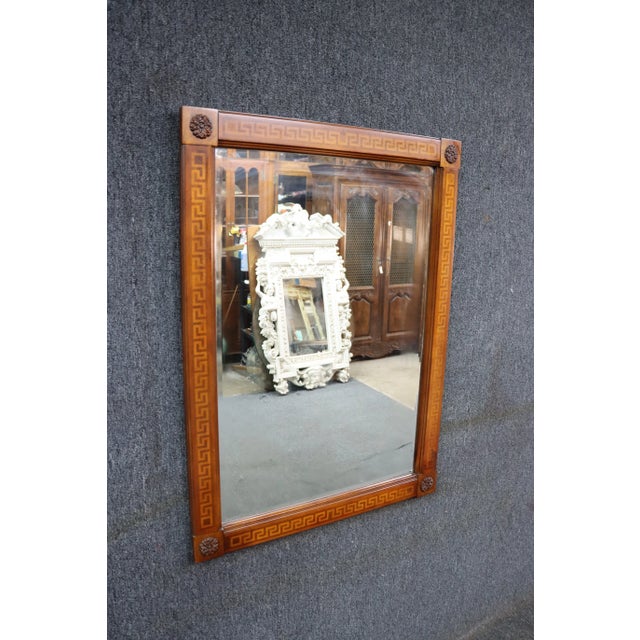 Hollywood Regency Mahogany Greek Key Mirror | Chairish